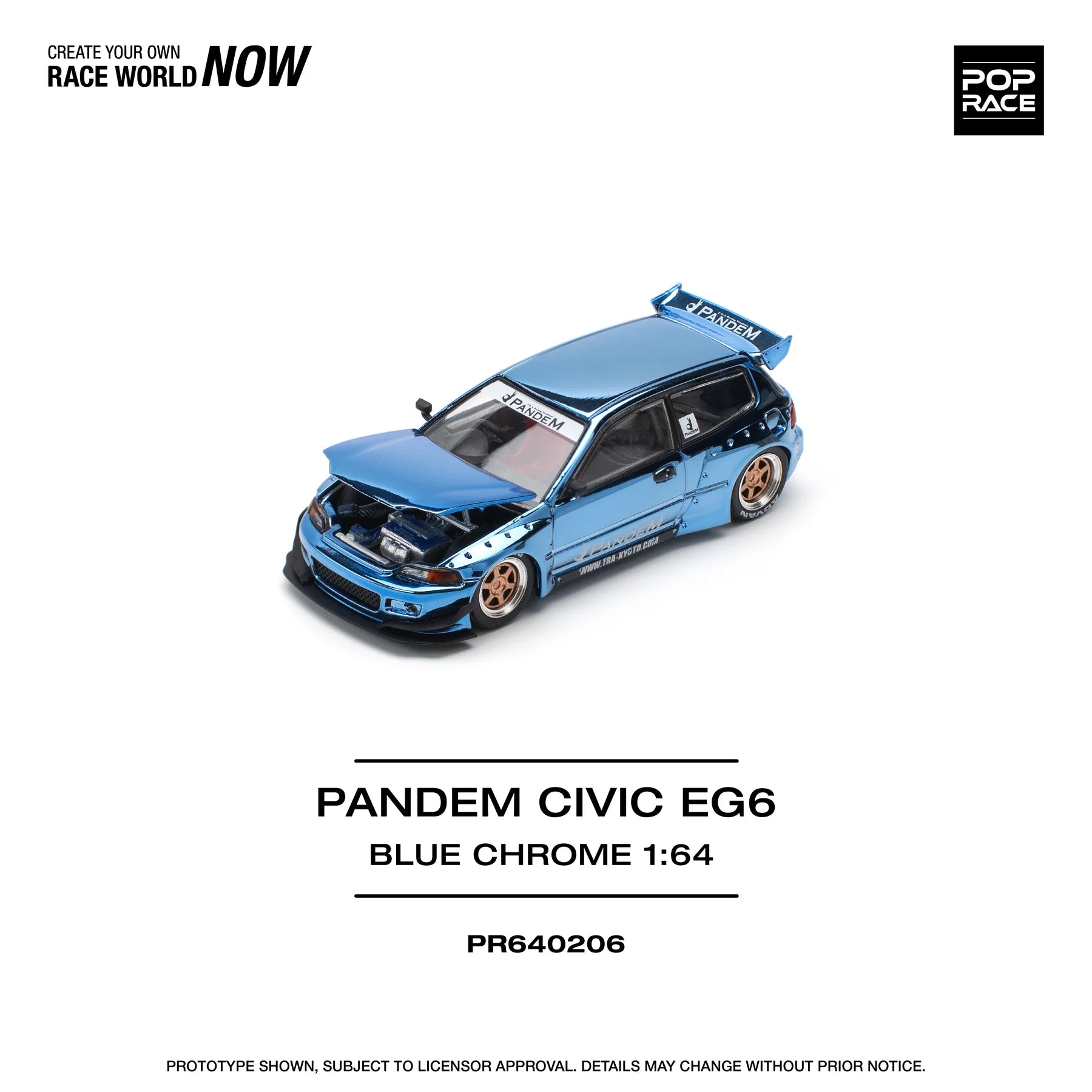1/64 Pop Race Pandem Civic EG6 (Blue Chrome) (PR64-206) – JDM Junction BN